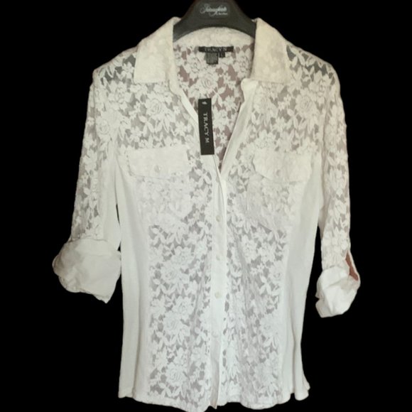 Tracy M | Tops | New Tracym Lace White Shirt | Poshmark